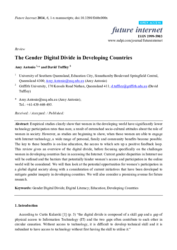 (PDF) The Gender Digital Divide in Developing Countries