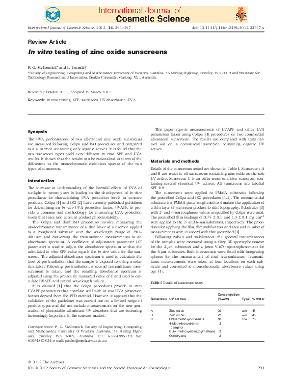 (PDF) In Vitro Testing of Mineral Sunscreens