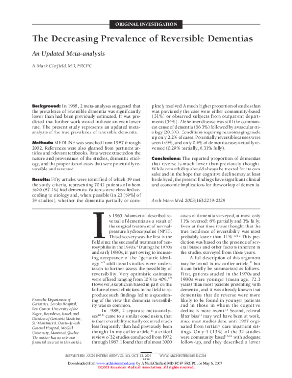 (PDF) Reversible dementias