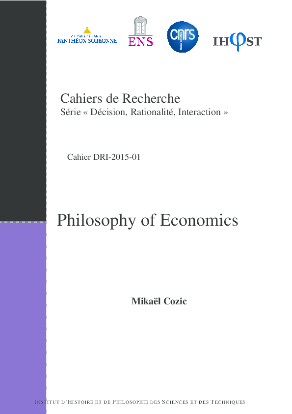 (PDF) Philosophy of Economics