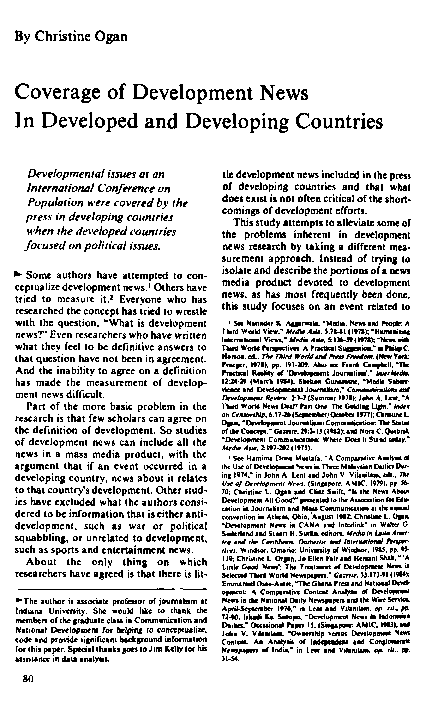 (PDF) Coverage of Development News in Developed and Developing Countries