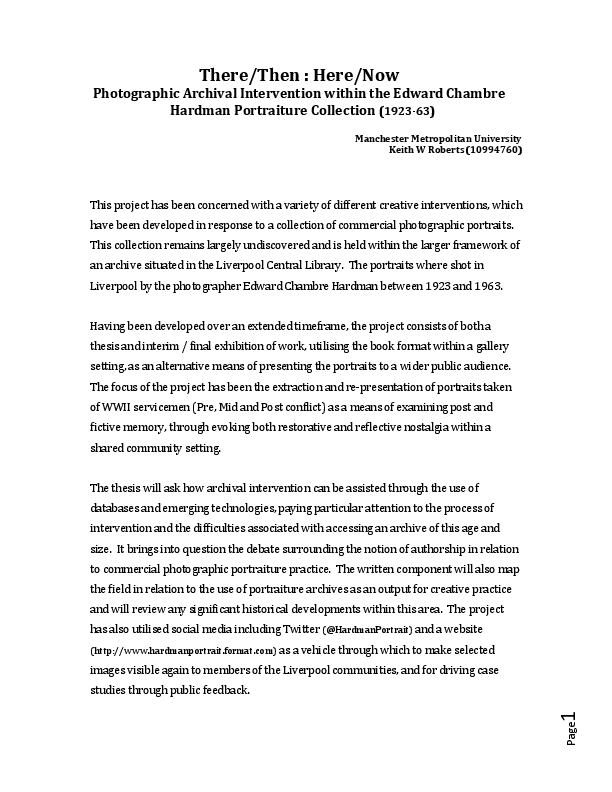 (PDF) There Then : Here Now - Photographic Archival Intervention within ...