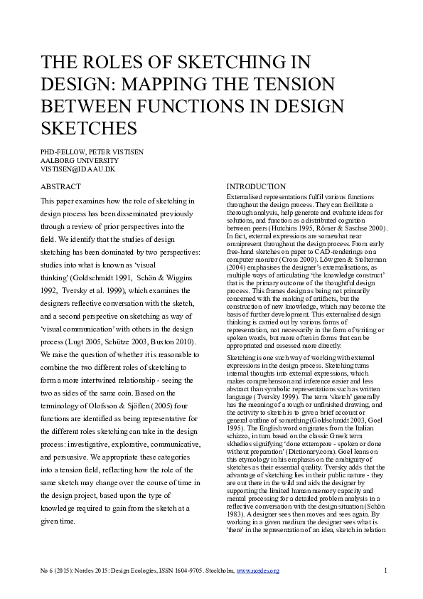 (PDF) The Roles of Sketching in Design: Mapping the tension between ...