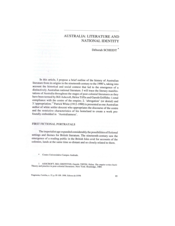 (PDF) Australia: literature and national identity