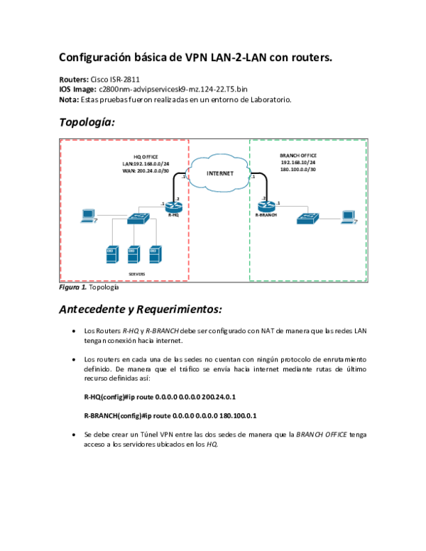 (PDF) Configuración básica de VPN LAN-2-LAN con routers