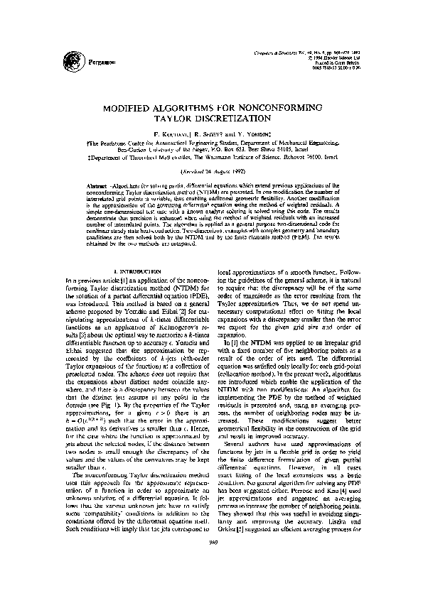 (PDF) modified algorithms for nonconforming taylor discretization