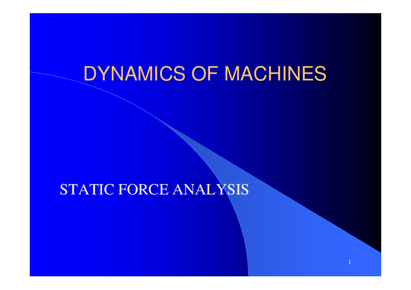 (PDF) DYNAMICS OF MACHINES STATIC FORCE ANALYSIS