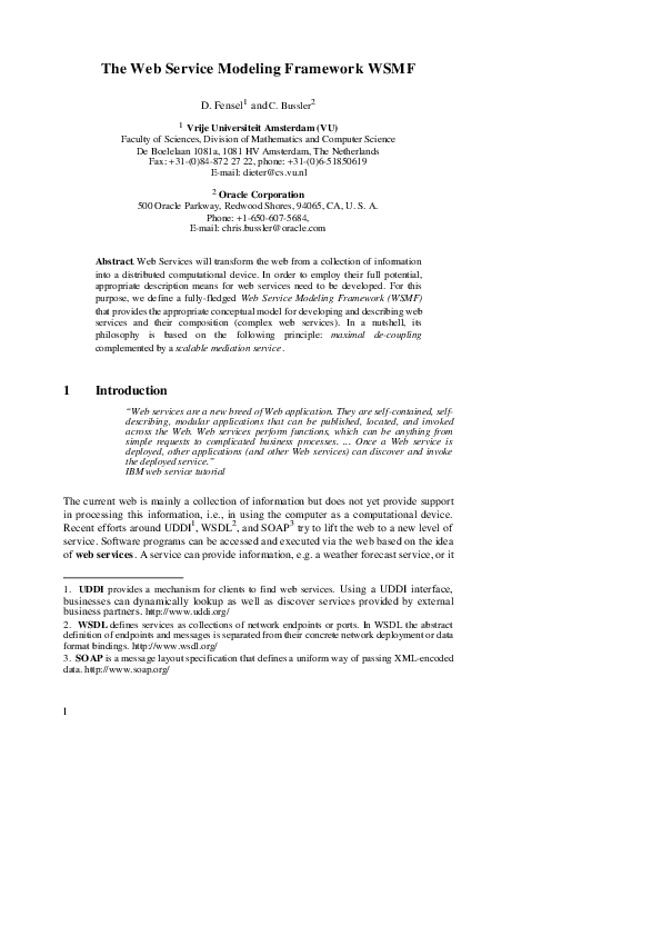 (PDF) The web service modeling framework WSMF