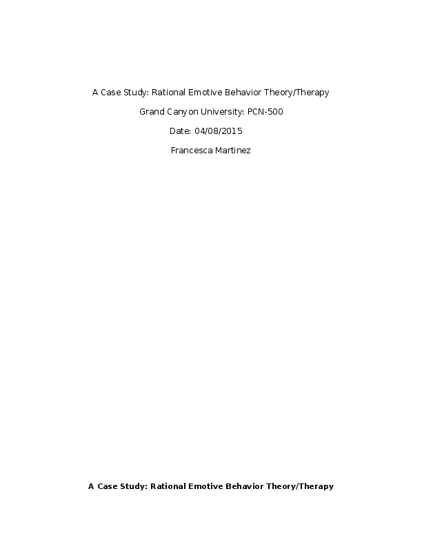(DOC) Rational Emotive Behavior Theory/Therapy "REBT" Case Study