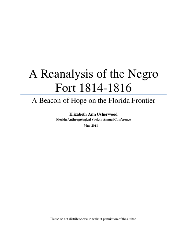 (PDF) A Reanalysis of the Negro Fort 1814-1816: A Beacon of Hope on the ...
