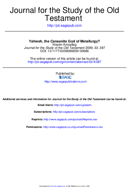 (PDF) YHWH, The Canaanite god of metallurgy?