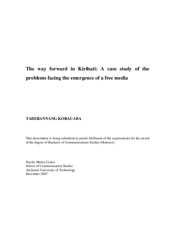 (PDF) The Way Forward in Kiribati: A Case Study of the Problesm Facing ...