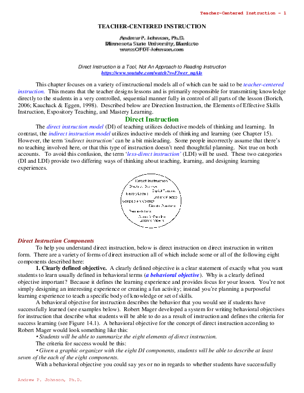 (PDF) DIRECT INSTRUCTION, THE ELEMENTS OF EFFECTIVE SKILLS INSTRUCTION ...