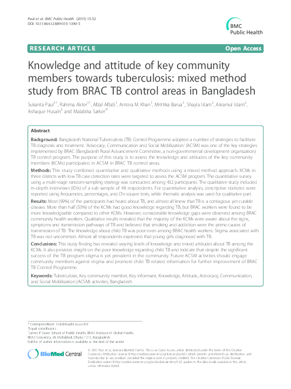 (PDF) Knowledge and attitude of key community members towards ...