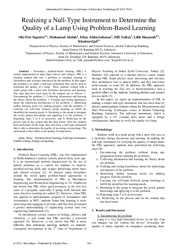(PDF) Realizing a Null-Type Instrument to Determine the Quality of a ...