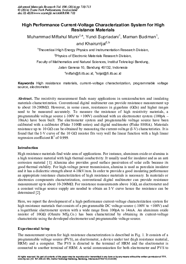 (PDF) High Performance Current-Voltage Characterization System for High ...