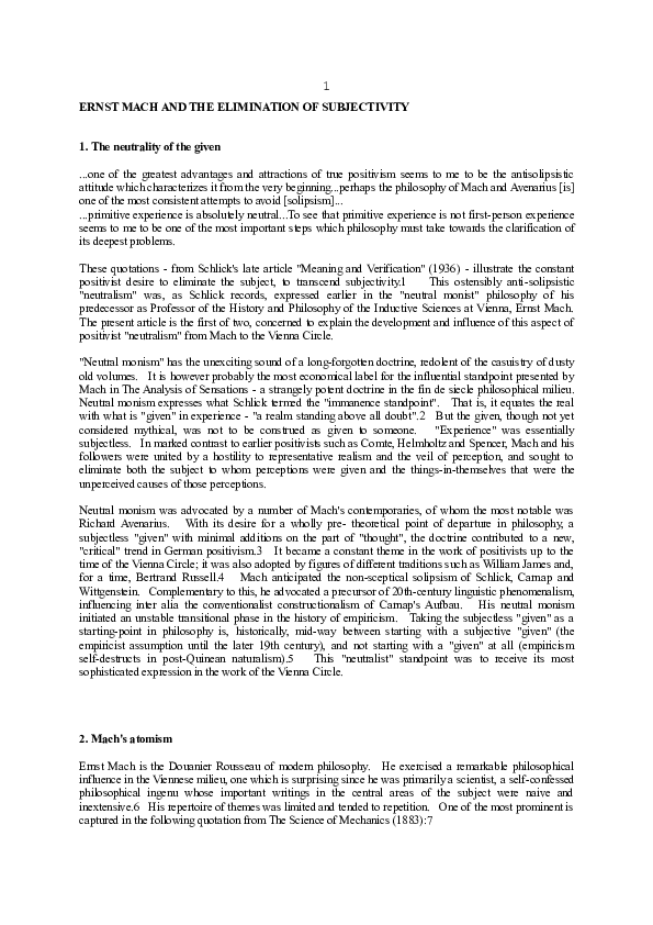 (DOC) Ernst Mach and Neutral Monism