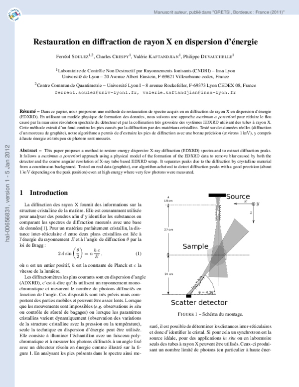 Restauration en diffraction de rayon X en dispersion d'énergie