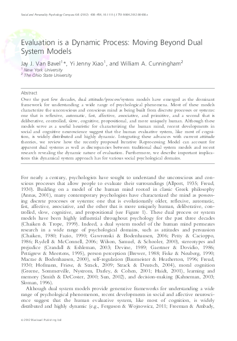 (PDF) Evaluation is a dynamic process: Moving beyond dual system models