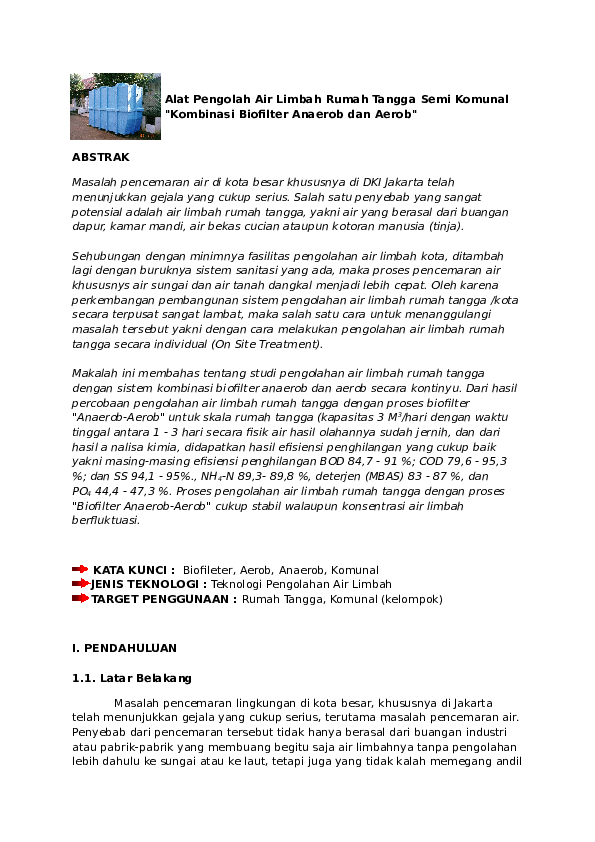 (DOC) Alat Pengolah Air Limbah Rumah Tangga Semi Komunal "Kombinasi ...
