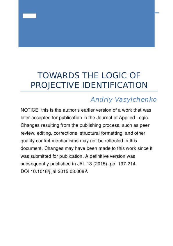 (DOC) Towards the Logic of Projective Identification