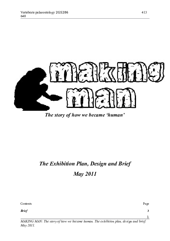(DOC) EXHIBIT DESIGN: ''MAKING MAN'. THE STORY OF HOW WE BECAME HUMAN'