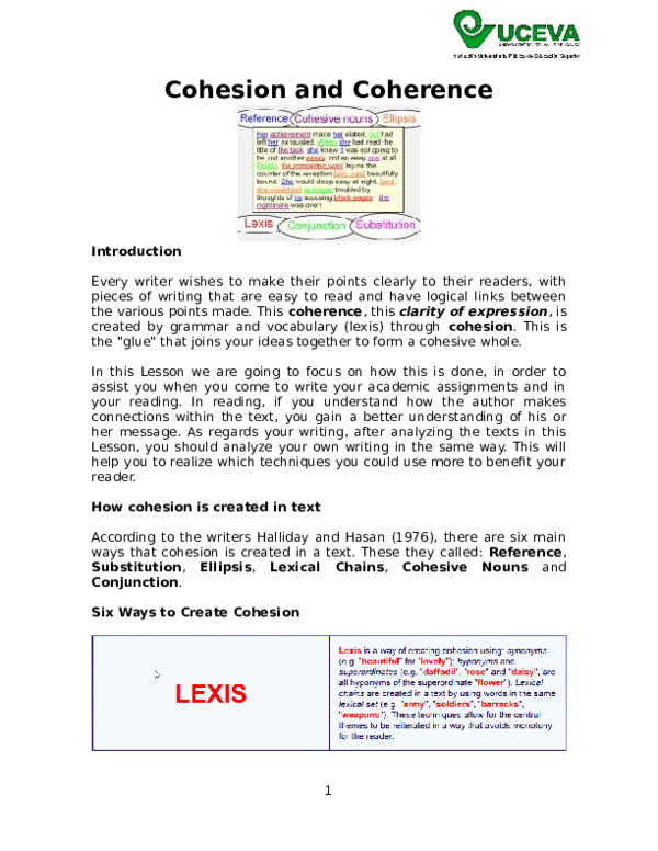 (DOC) Cohesion and Coherence