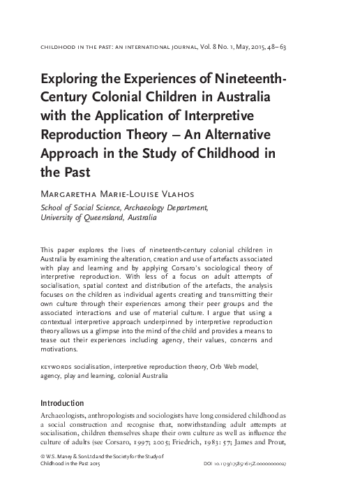 (PDF) Exploring the Experiences of Nineteenth-Century Colonial Children ...
