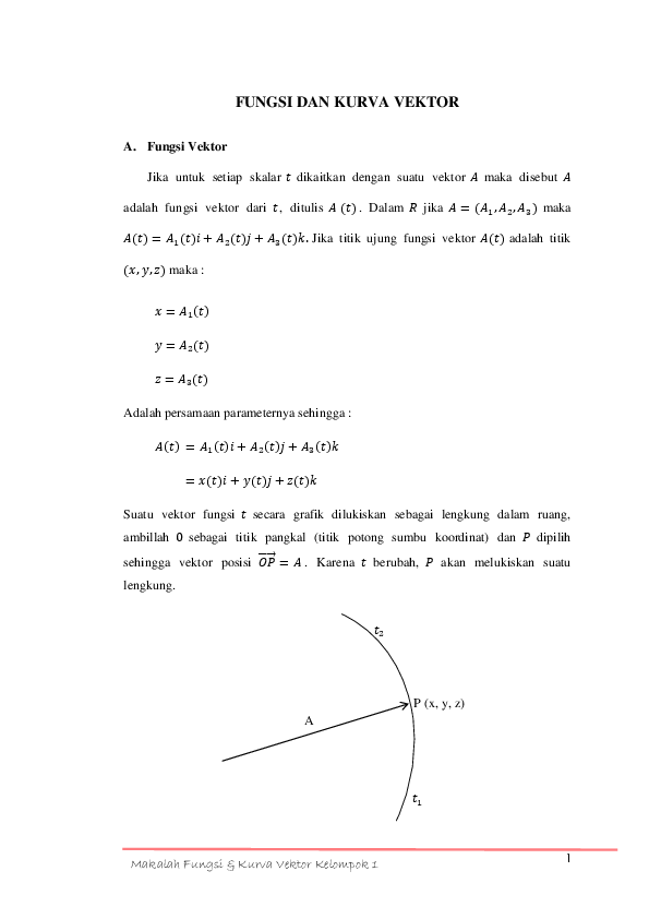 (PDF) FUNGSI VEKTOR DAN KURVA VEKTOR