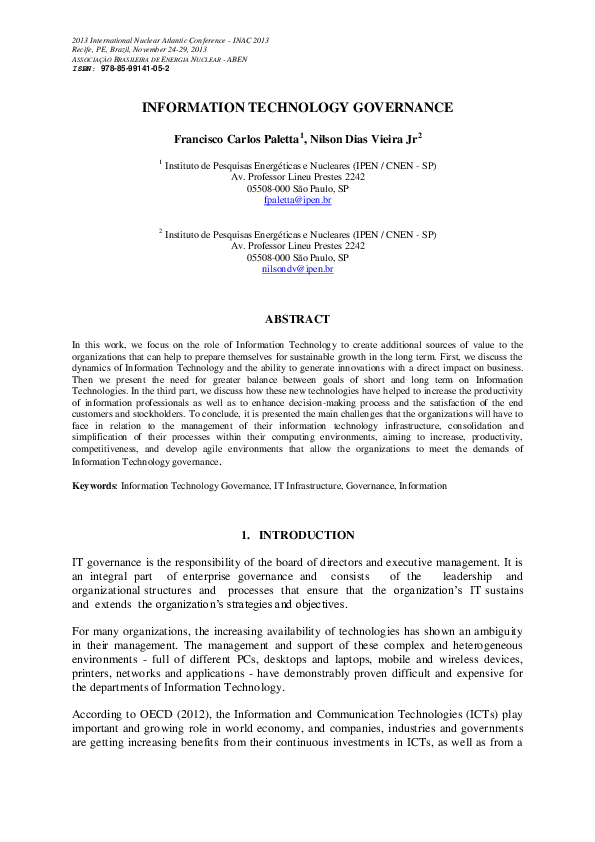 (PDF) INFORMATION TECHNOLOGY GOVERNANCE