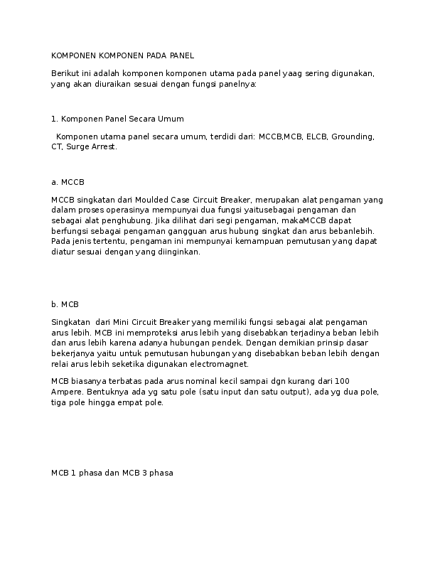 (DOC) KOMPONEN KOMPONEN PADA PANEL