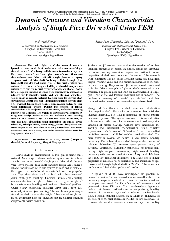 Pdf Dynamic Structure And Vibration Characteristics Analysis Of