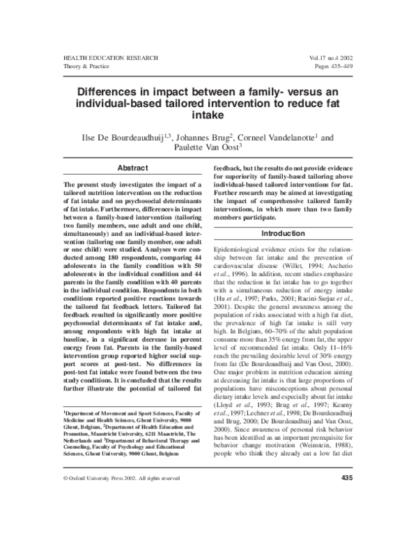 Differences in impact between a family-versus an individual-based ...