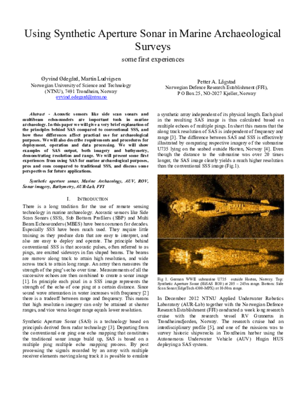 (PDF) Using Synthetic Aperture Sonar in Marine Archaeological Surveys