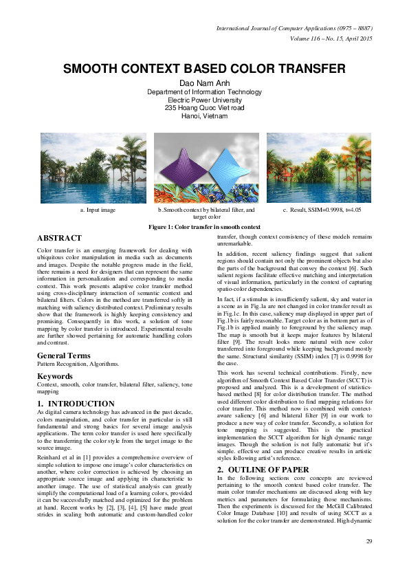 Smooth Context Based Color Transfer