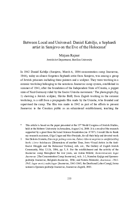 (PDF) "Between Local and Universal: Daniel Kabiljo, a Sephardi Artist ...