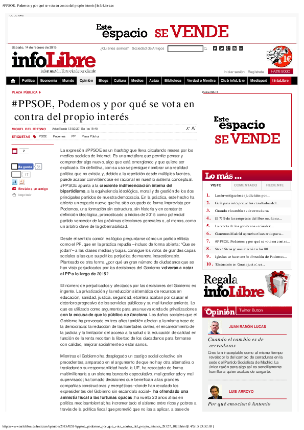 #PPSOE, Podemos y por qué se vota en contra del propio interés