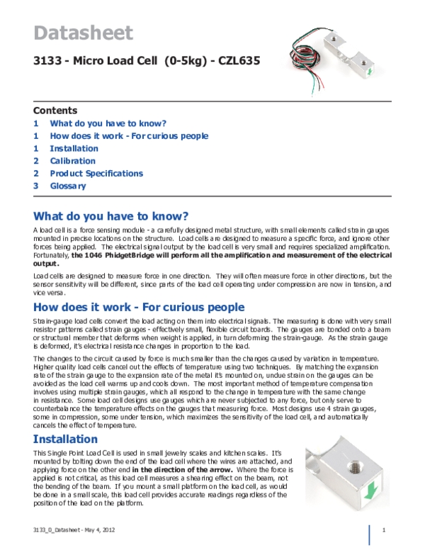 (PDF) Data sheet load cell