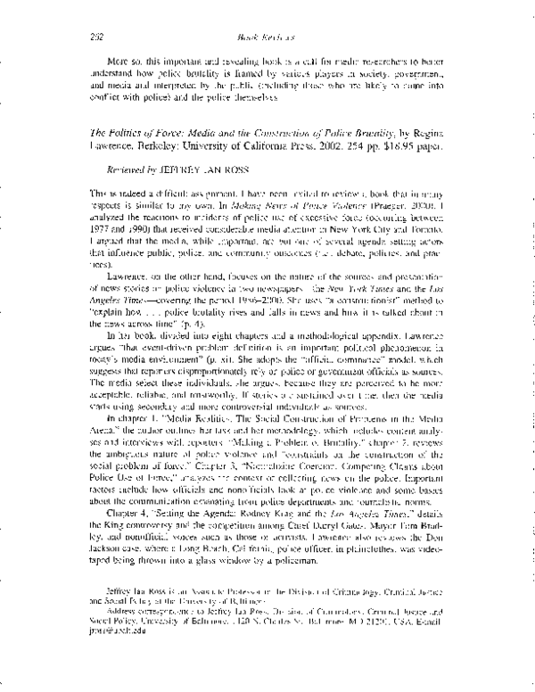 (PDF) Book Review: The Politics of Force: Media and the Construction of ...