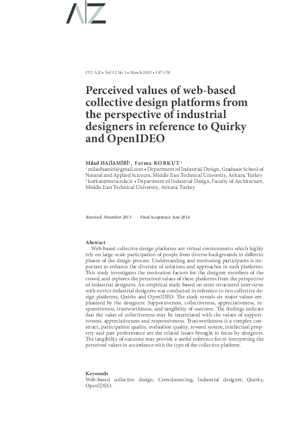 (PDF) Perceived values of web-based collective design platforms from ...