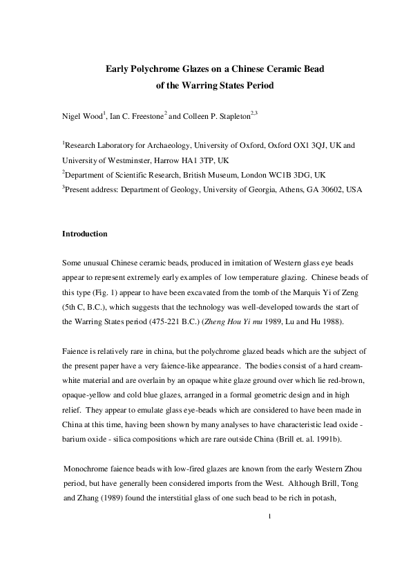 (PDF) Early polychrome glazes on a Chinese ceramic bead of the Warring ...