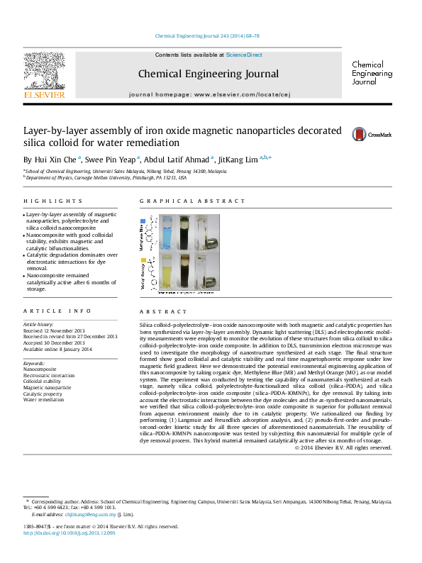 (PDF) Layer-by-layer assembly of iron oxide magnetic nanoparticles decorated silica colloid for ...