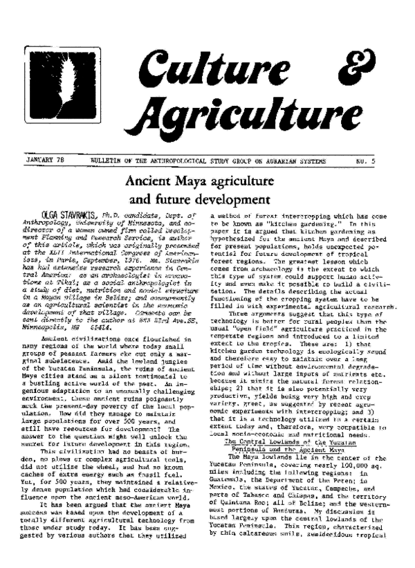 (PDF) Ancient Maya Agriculture and Future Development