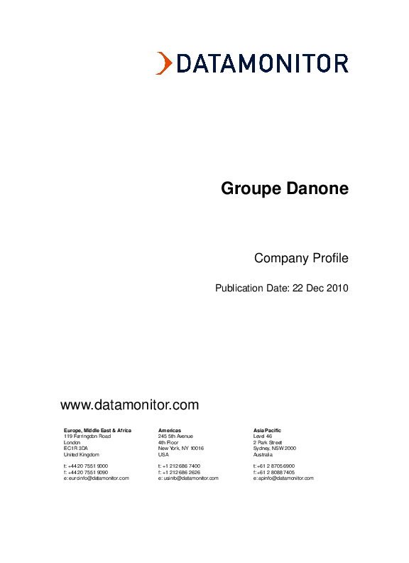 (PDF) Groupe Danone Company Profile