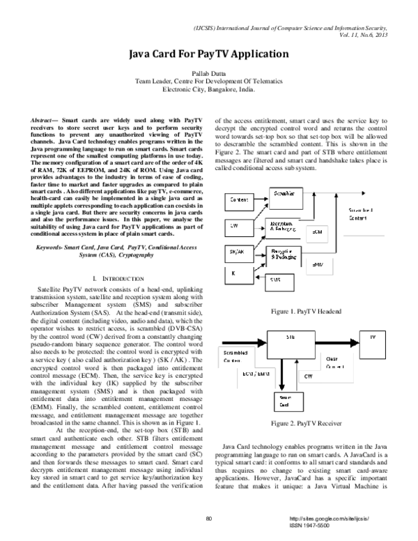 (PDF) Java Card For PayTV Application