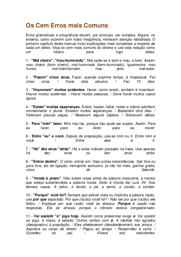 (PDF) Os Cem Erros mais Comuns