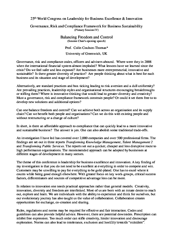 (PDF) Balancing Freedom and Control