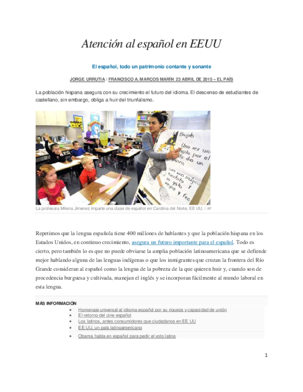 (PDF) Atención al español en EEUU