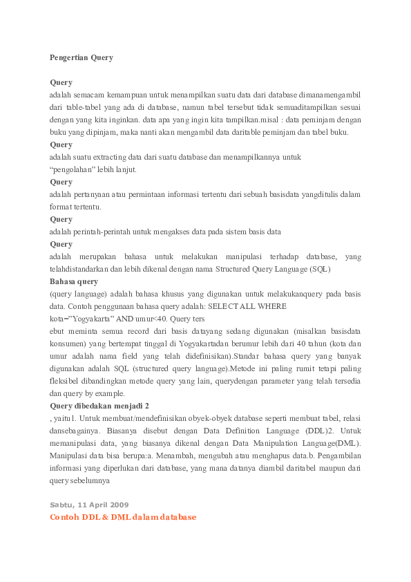 (DOC) Pengertian Query