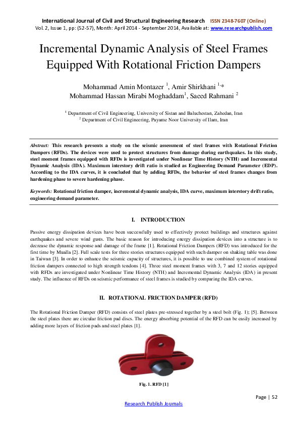 (PDF) Incremental Dynamic Analysis of Steel Frames Equipped With Rotational Friction Dampers